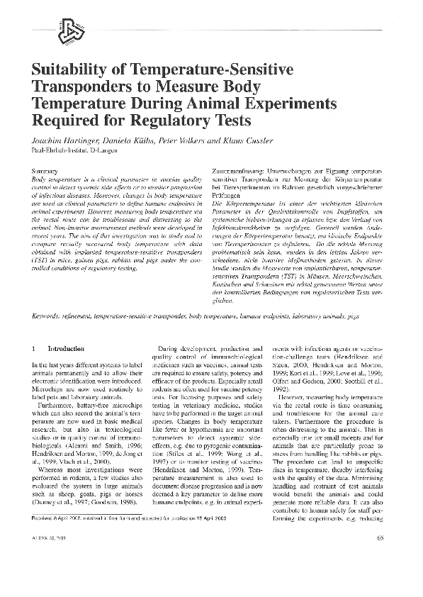 (PDF) Suitability of temperature-sensitive transponders to measure body ...