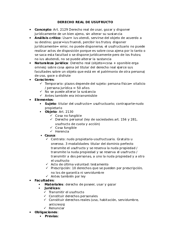 (DOC) DERECHO REAL DE USUFRUCTO