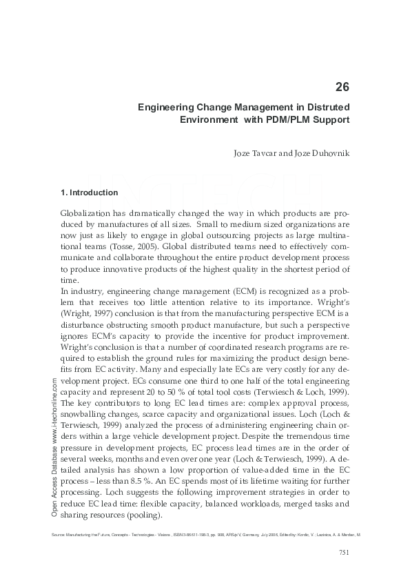 (PDF) Engineering Change Management in Distruted Environment with PDM ...