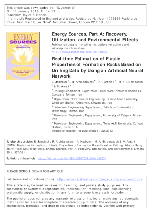 (PDF) Real-time Estimation of Elastic Properties of Formation Rocks Based on Drilling Data by ...