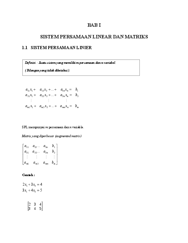 (DOC) sistem persamaan linear dan matrik