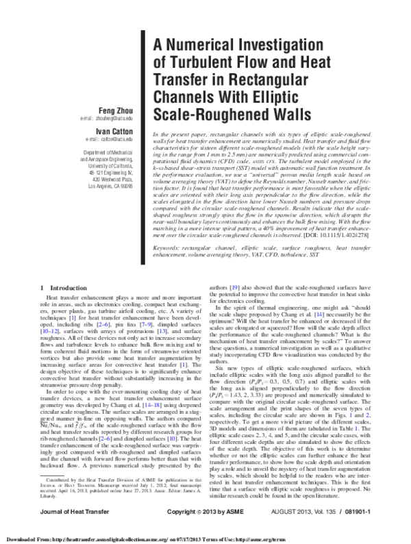 (PDF) A Numerical Investigation of Turbulent Flow and Heat Transfer in Rectangular Channels With ...