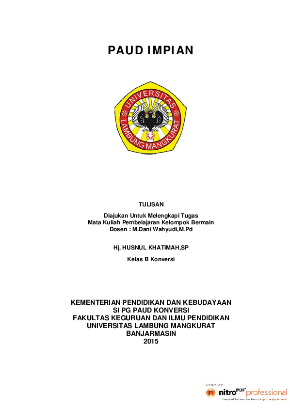 (PDF) PAUD (Baca Pendidikan Anak Usia Dini) Impian