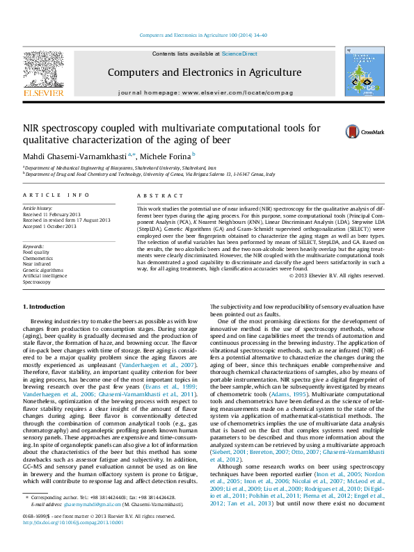 Pdf Nir Spectroscopy Coupled With Multivariate Computational Tools For Qualitative