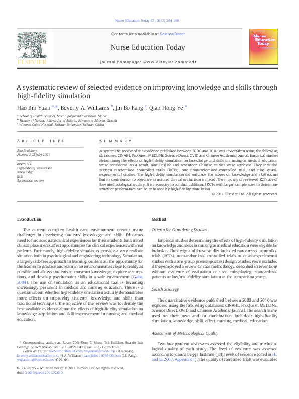 Pdf A Systematic Review Of Selected Evidence On Improving Knowledge And Skills Through High