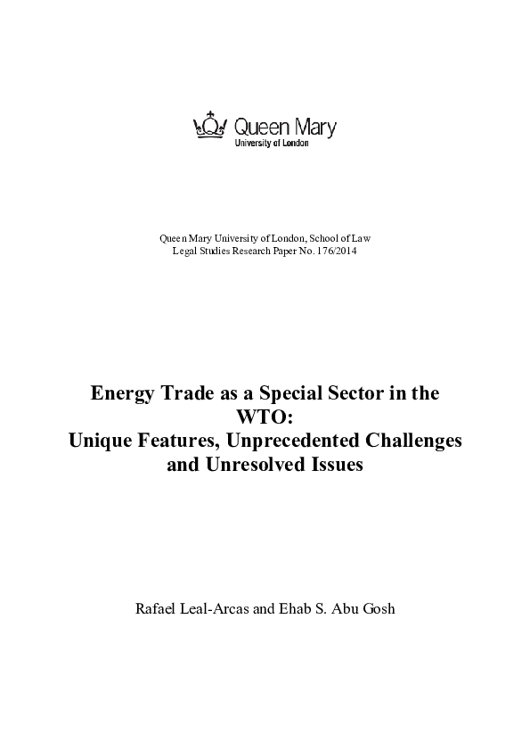 (PDF) Energy trade as a special sector in the WTO
