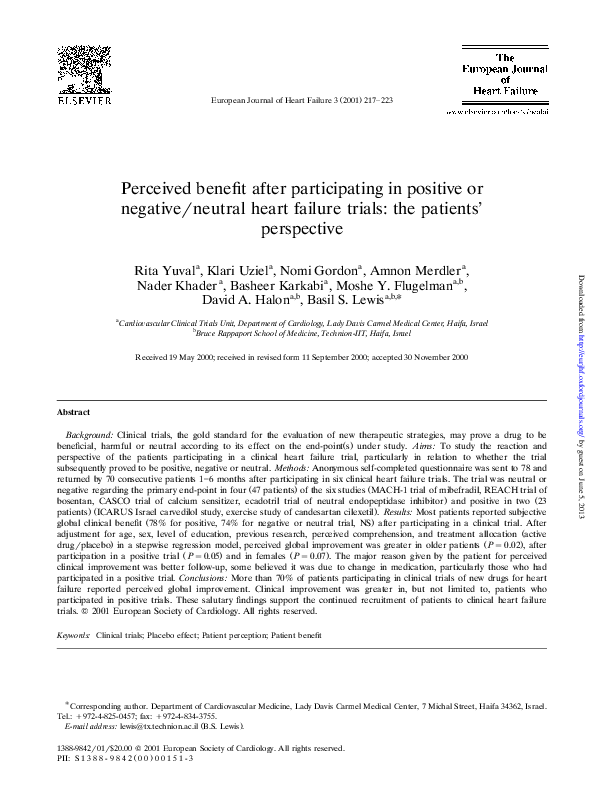 (PDF) Perceived benefit after participating in positive or ...