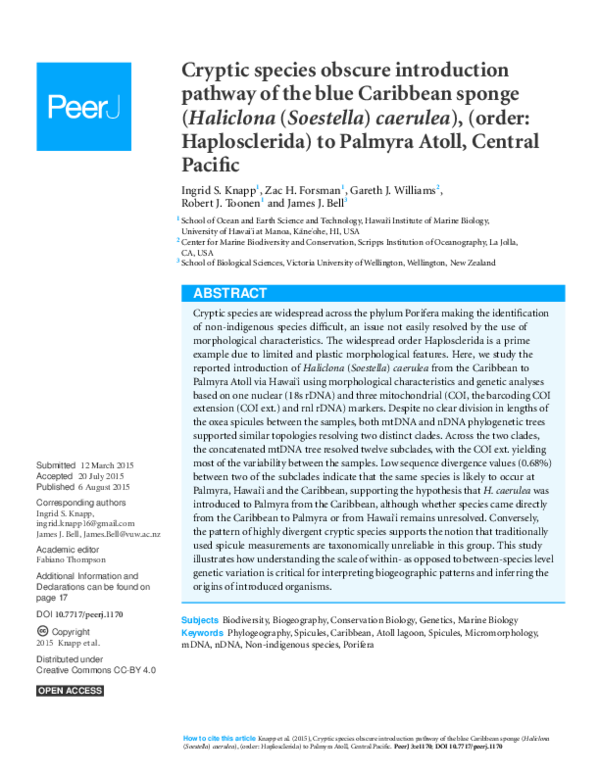 (PDF) Cryptic species obscure introduction pathway of the blue ...