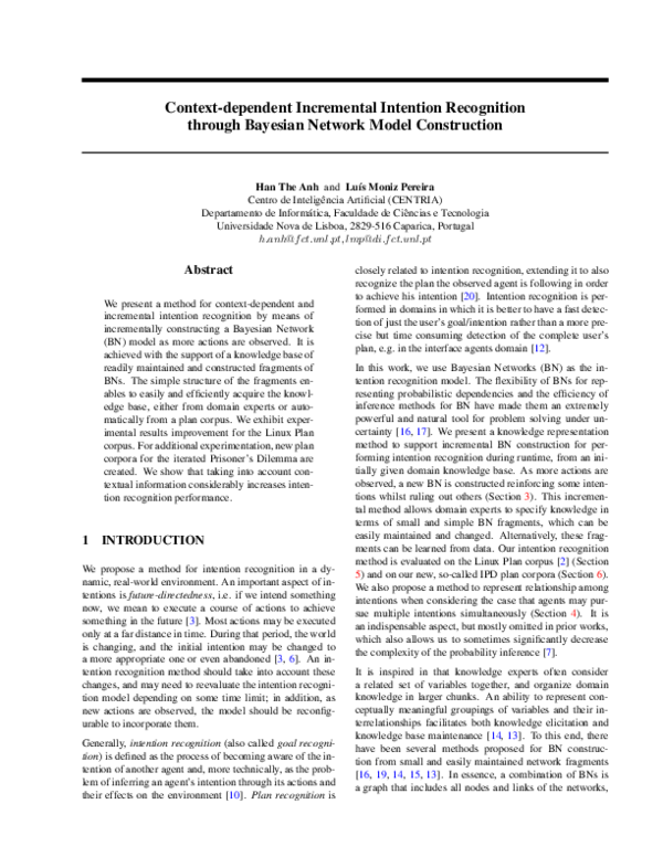 (PDF) Context-dependent Incremental Intention Recognition through Bayesian Network Model ...