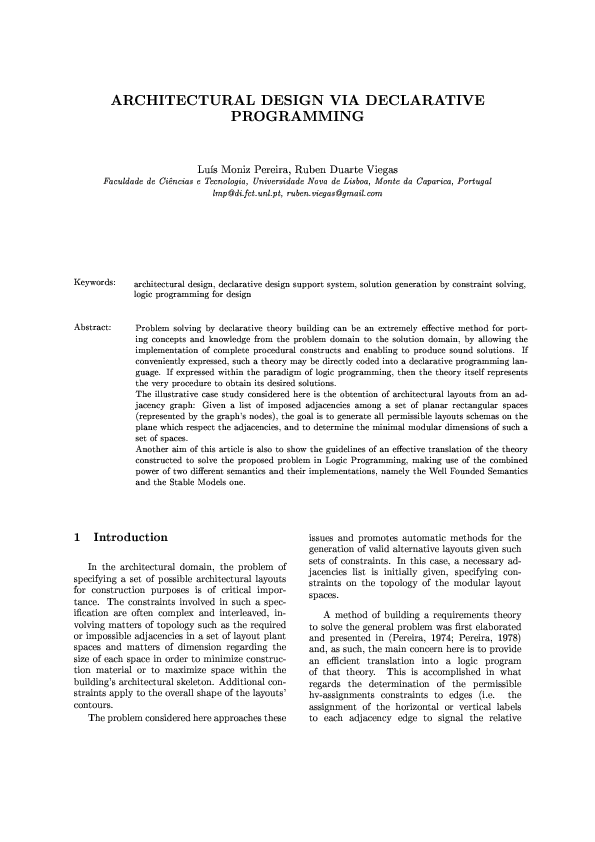 (PDF) Architectural Design via Declarative Programming