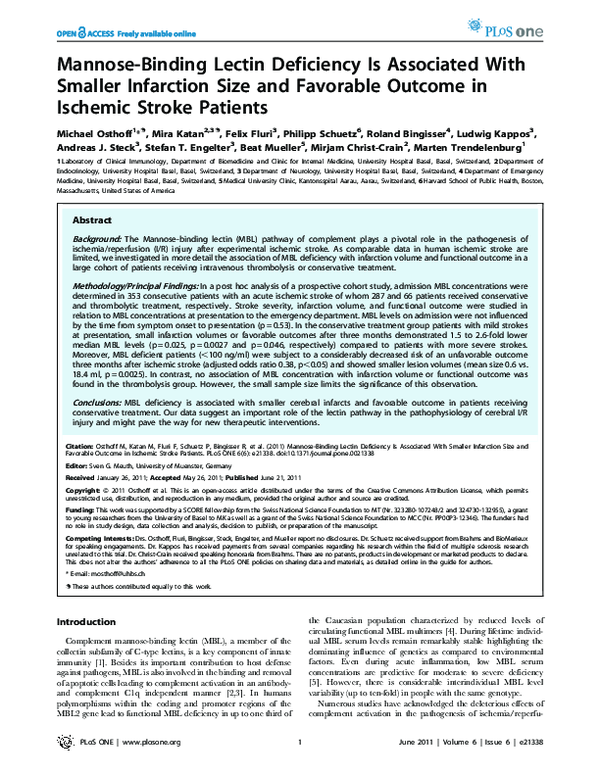 (PDF) Mannose-binding lectin deficiency is associated with smaller ...