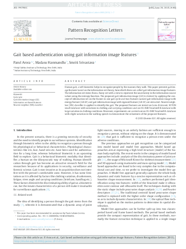 (PDF) Gait based authentication using gait information image features