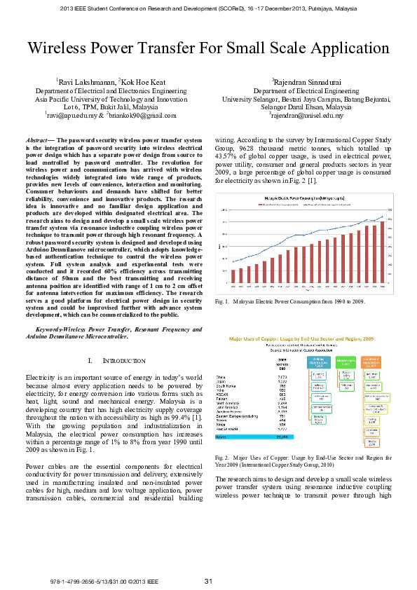 (PDF) WIRELESS POWER TRANSFER FOR SMALL SCALE APPLICATION CONFERENCE ...