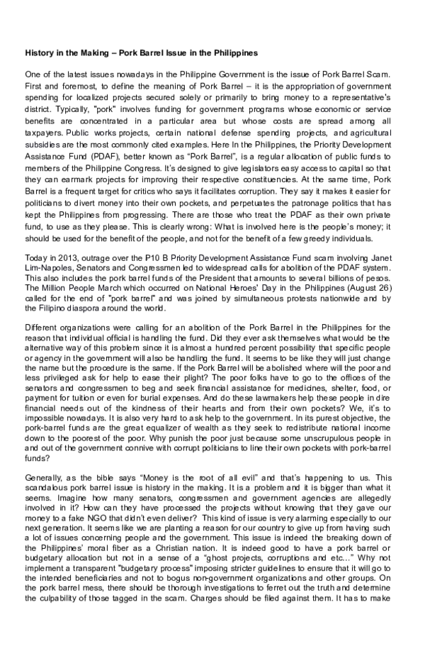 (DOC) Pork barrel issue