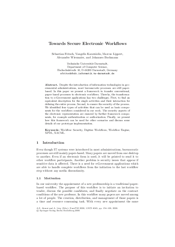 (PDF) Towards Secure Electronic Workflows