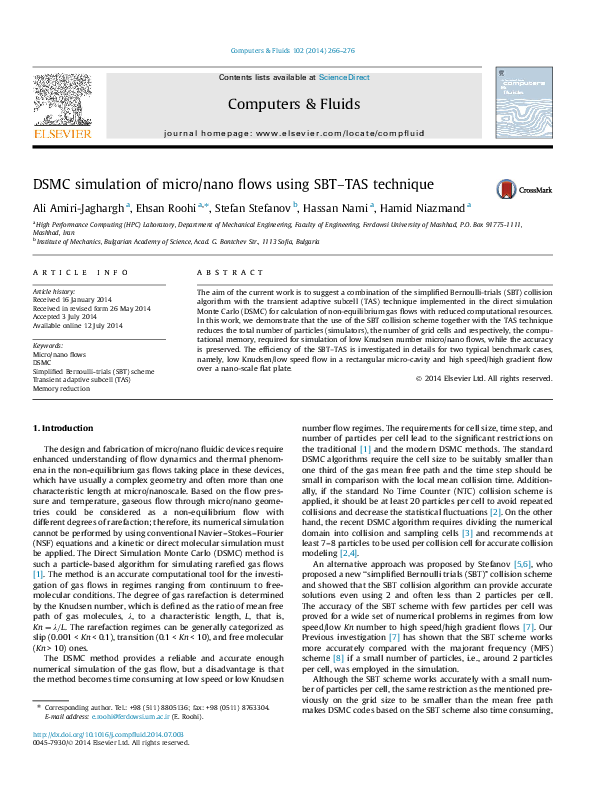 Pdf Dsmc Simulation Of Micronano Flows Using Sbt Tas Technique Stefan Stefanov Hamid