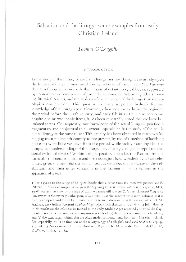 (PDF) ‘Salvation and the liturgy: some examples from early Christian ...