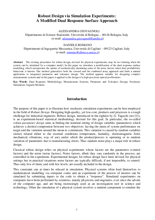 (PDF) Robust design via simulation experiments: a modified dual response surface approach