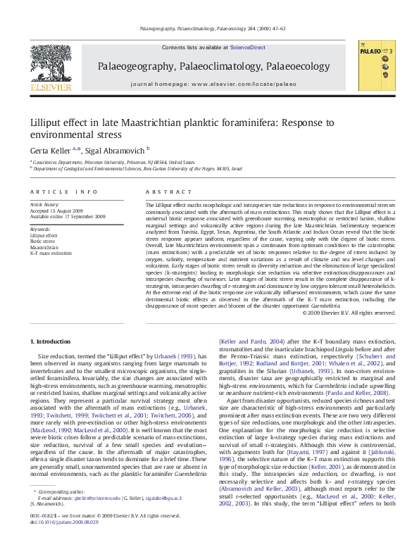 (PDF) Lilliput effect in late Maastrichtian planktic foraminifera ...