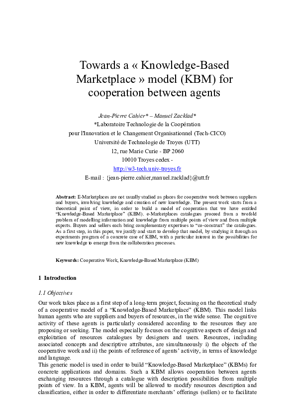 (PDF) Towards a "Knowledge-Based Marketplace" Model (KBM) for ...