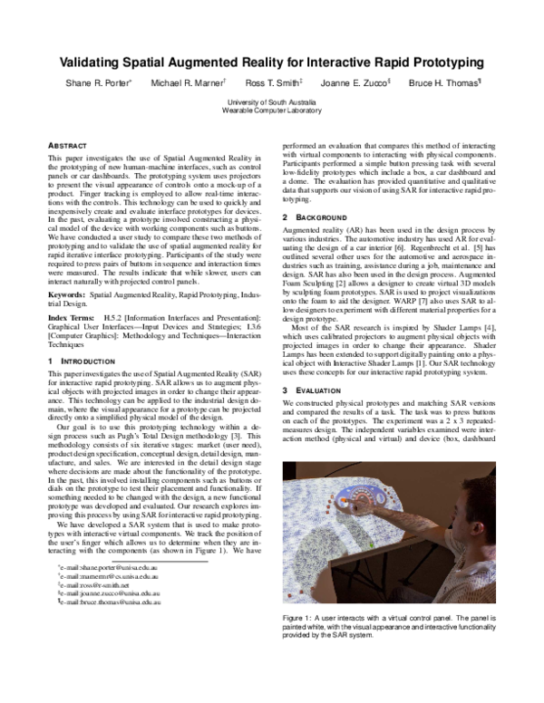(PDF) Validating Spatial Augmented Reality for interactive rapid prototyping