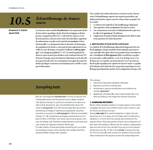 (PDF) Sampling bats, in: Biodiversity Atlas of West Africa, Volumes I ...