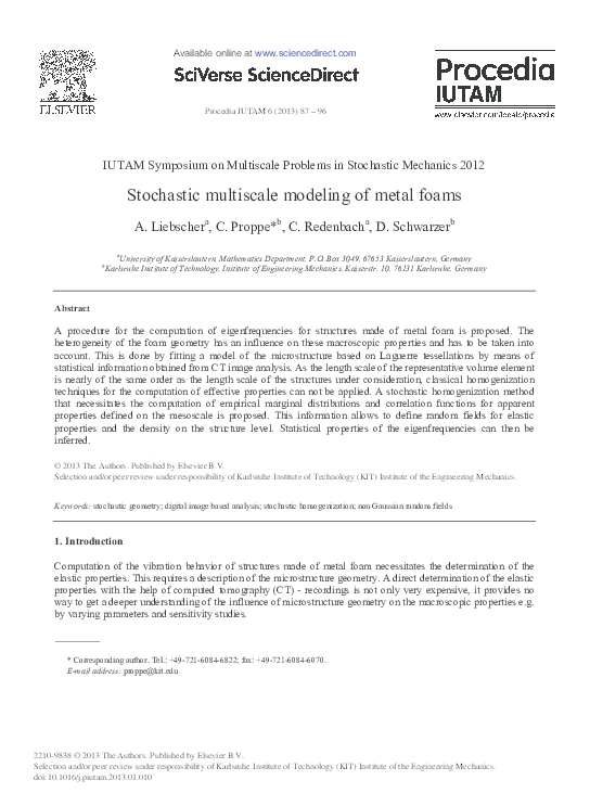 (PDF) Stochastic multiscale modeling of metal foams