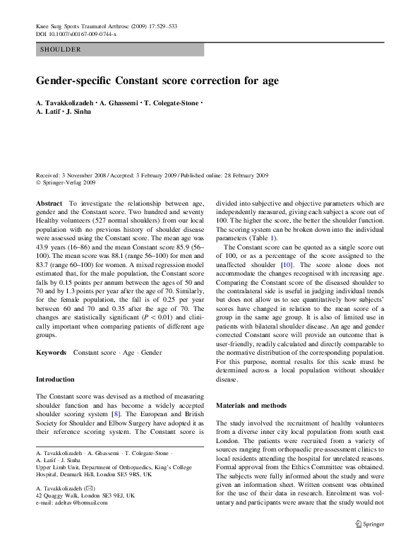 (PDF) Gender-specific Constant score correction for age