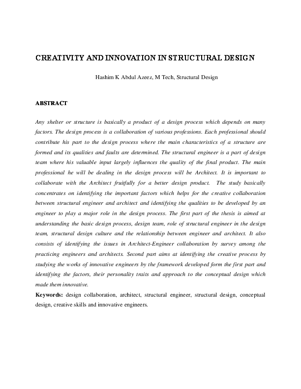 (PDF) Creativity and innovation in structural design
