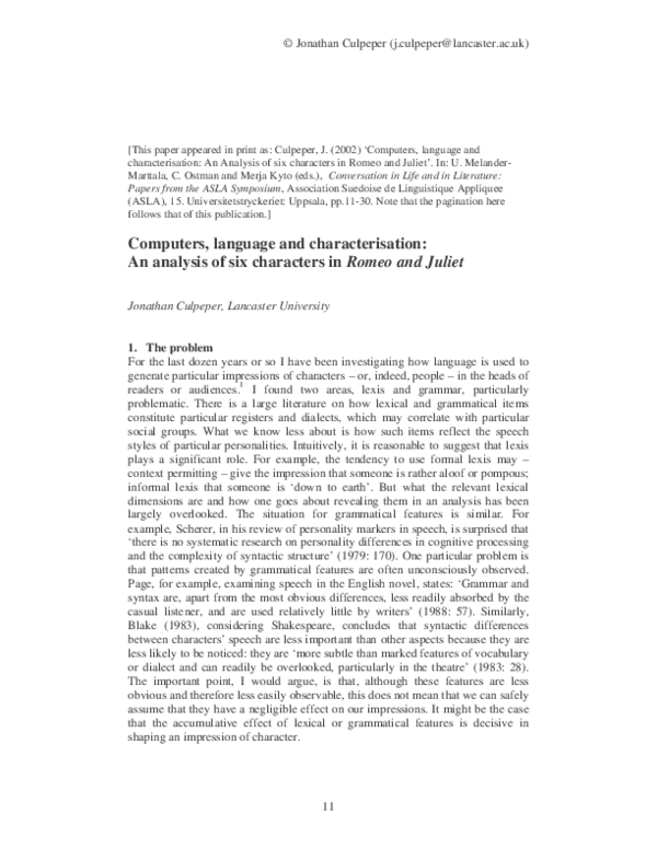 (PDF) Computers, language and characterisation: an analysis of six ...
