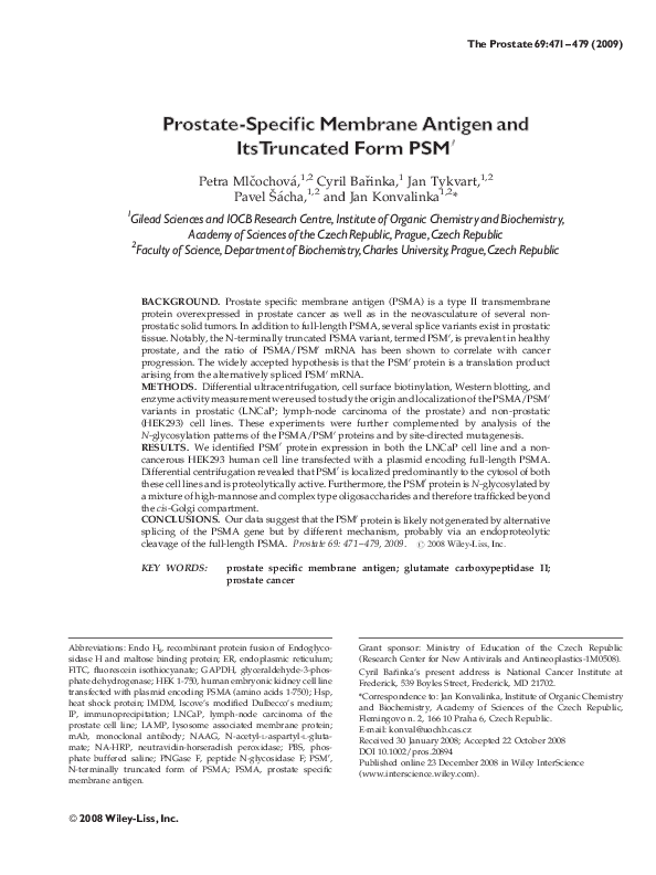 (PDF) Prostate-specific membrane antigen and its truncated form PSM′