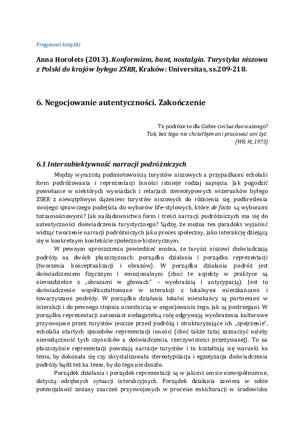(PDF) Konformizm, bunt, nostalgia. Turystyka niszowa z Polski do krajów byłego ZSRR//Conformity ...