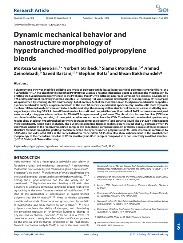 (PDF) Dynamic mechanical behavior and nanostructure morphology of hyperbranched-modified ...