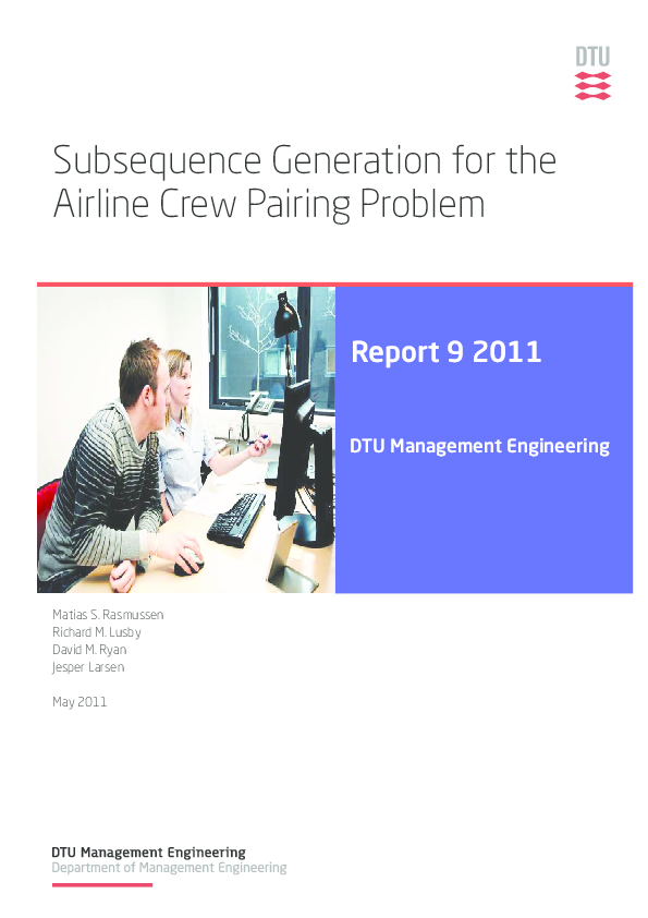 (PDF) Subsequence Generation for the Airline Crew Pairing Problem