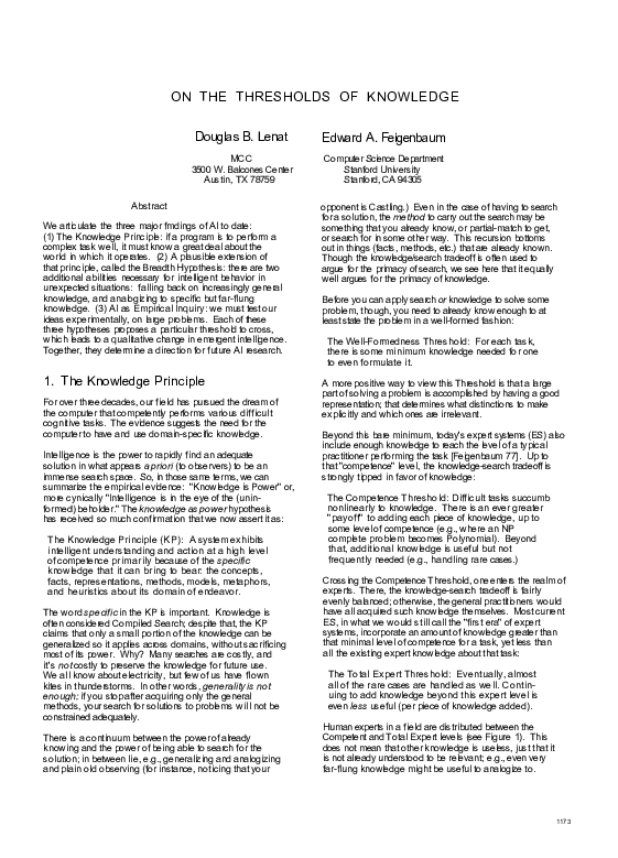 (PDF) On the thresholds of knowledge