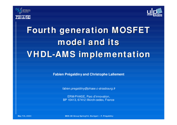 (PDF) Fourth generation MOSFET model and its VHDL-AMS implementation | Christophe Lallement ...