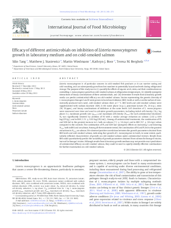 (PDF) Prevalence of Listeria spp. in Seafood Samples and Control of ...