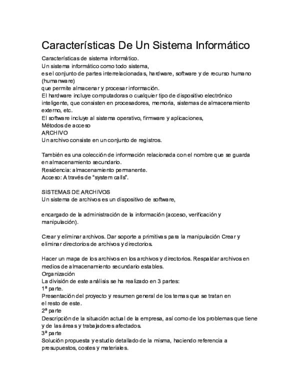 (DOC) Caracteristicas De Un Sistema Informatico