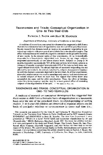 (PDF) Taxonomies and triads: Conceptual organization in one- to two ...
