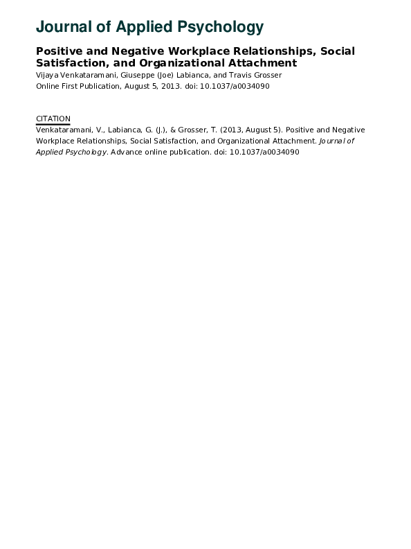 (PDF) Positive and negative workplace relationships, social ...