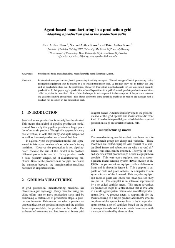 (PDF) Agent-based manufacturing in a production grid Adapting a ...