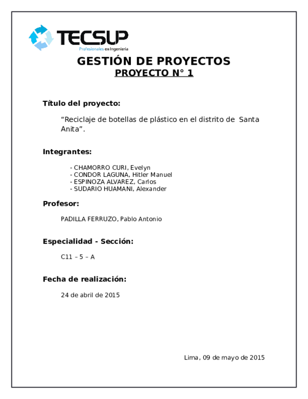 (DOC) PROYECTO GESTION DE PROYECTO