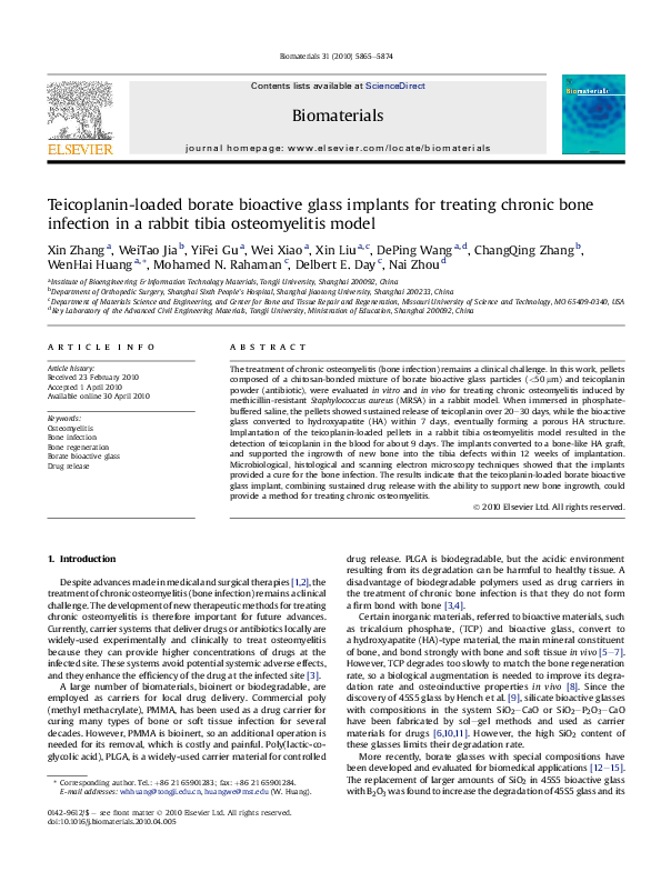 (PDF) Teicoplanin-loaded borate bioactive glass implants for treating ...