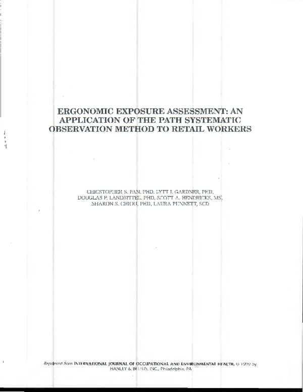 (PDF) Ergonomic Exposure Assessment: An Application of the PATH ...
