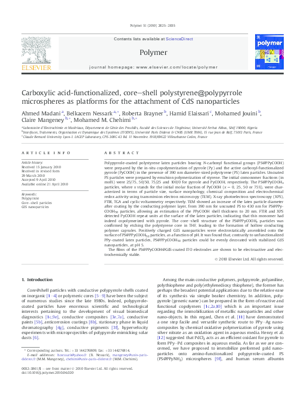 (PDF) Carboxylic acid-functionalized, core–shell polystyrene ...