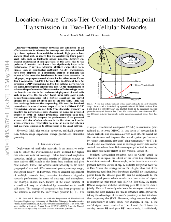 Pdf Location Aware Cross Tier Coordinated Multipoint Transmission In Two Tier Cellular