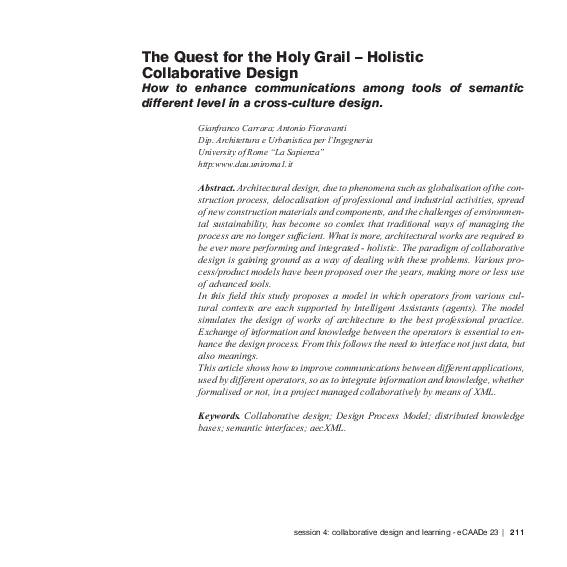 (PDF) The Quest for the Holy Grail–Holistic Collaborative Design