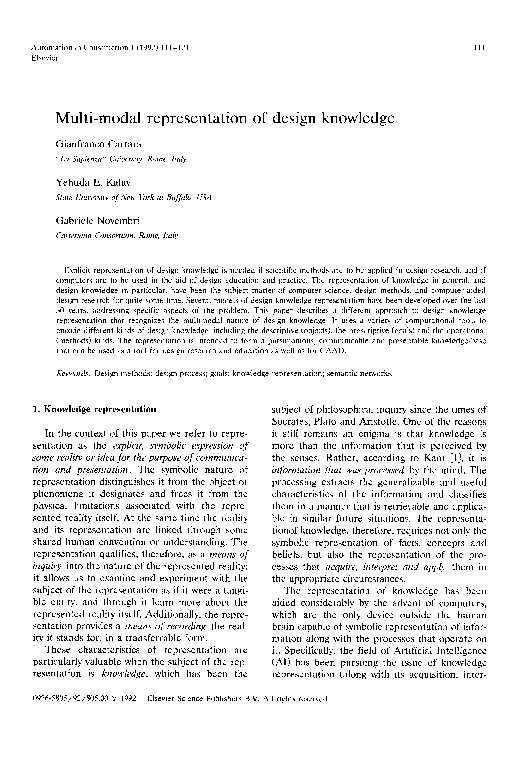 (PDF) Multi-modal representation of design knowledge