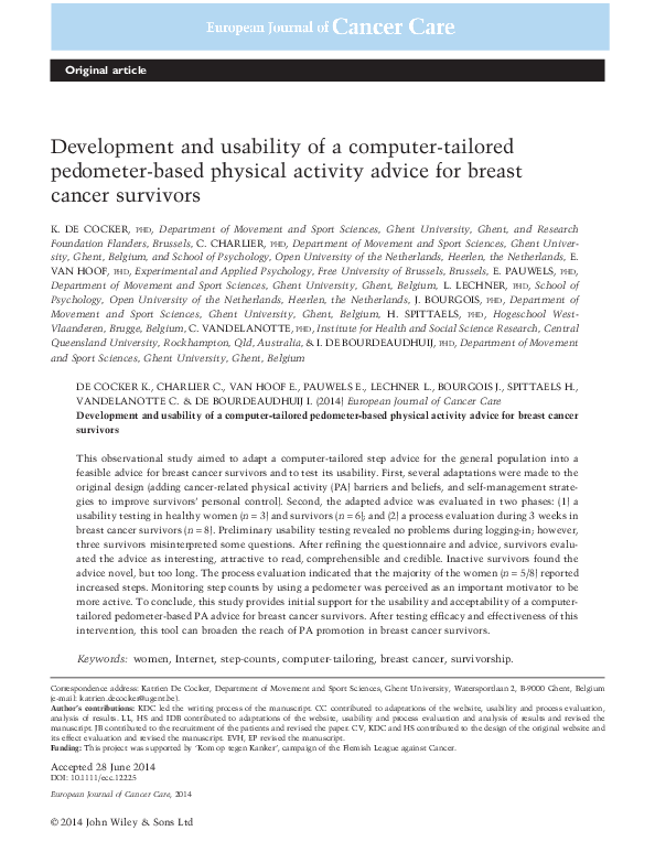 (PDF) Development and usability of a computer-tailored pedometer-based physical activity advice ...