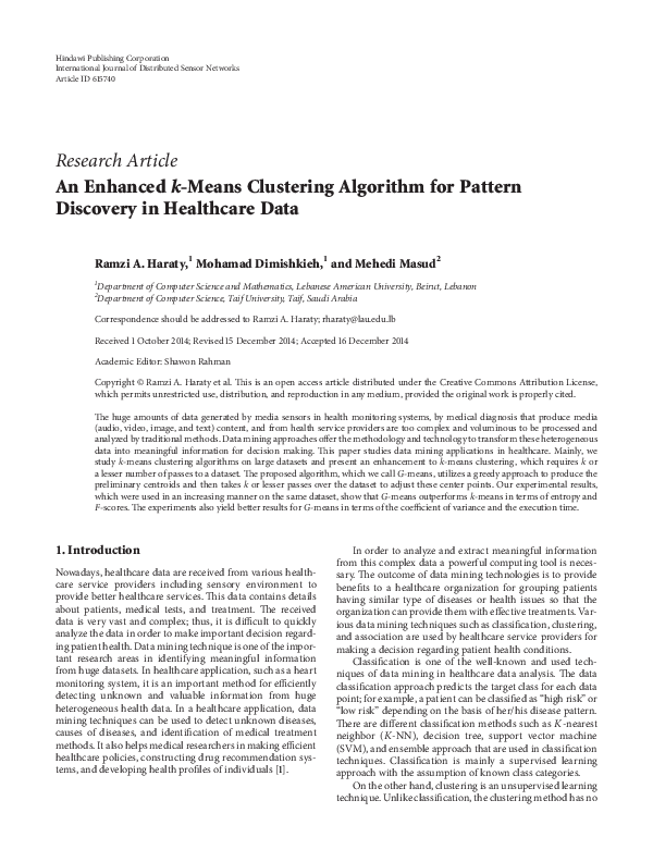 Pdf An Enhanced K Means Clustering Algorithm For Pattern Discovery